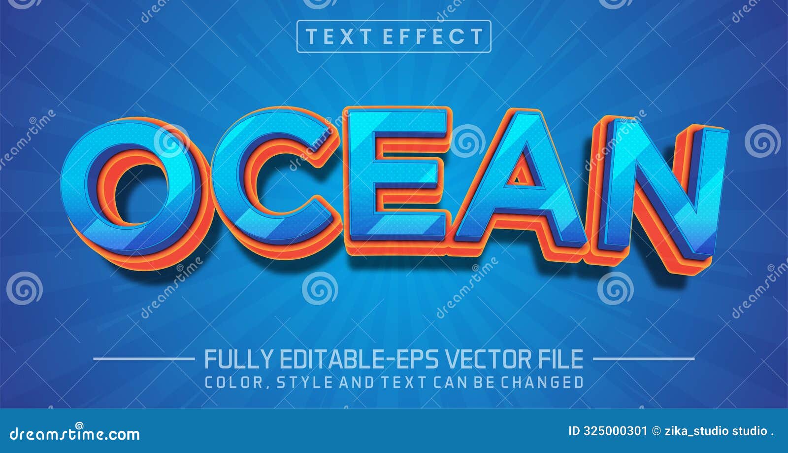 Editable Ocean Text Style Effect - Ocean Text Style Theme Stock Vector ...