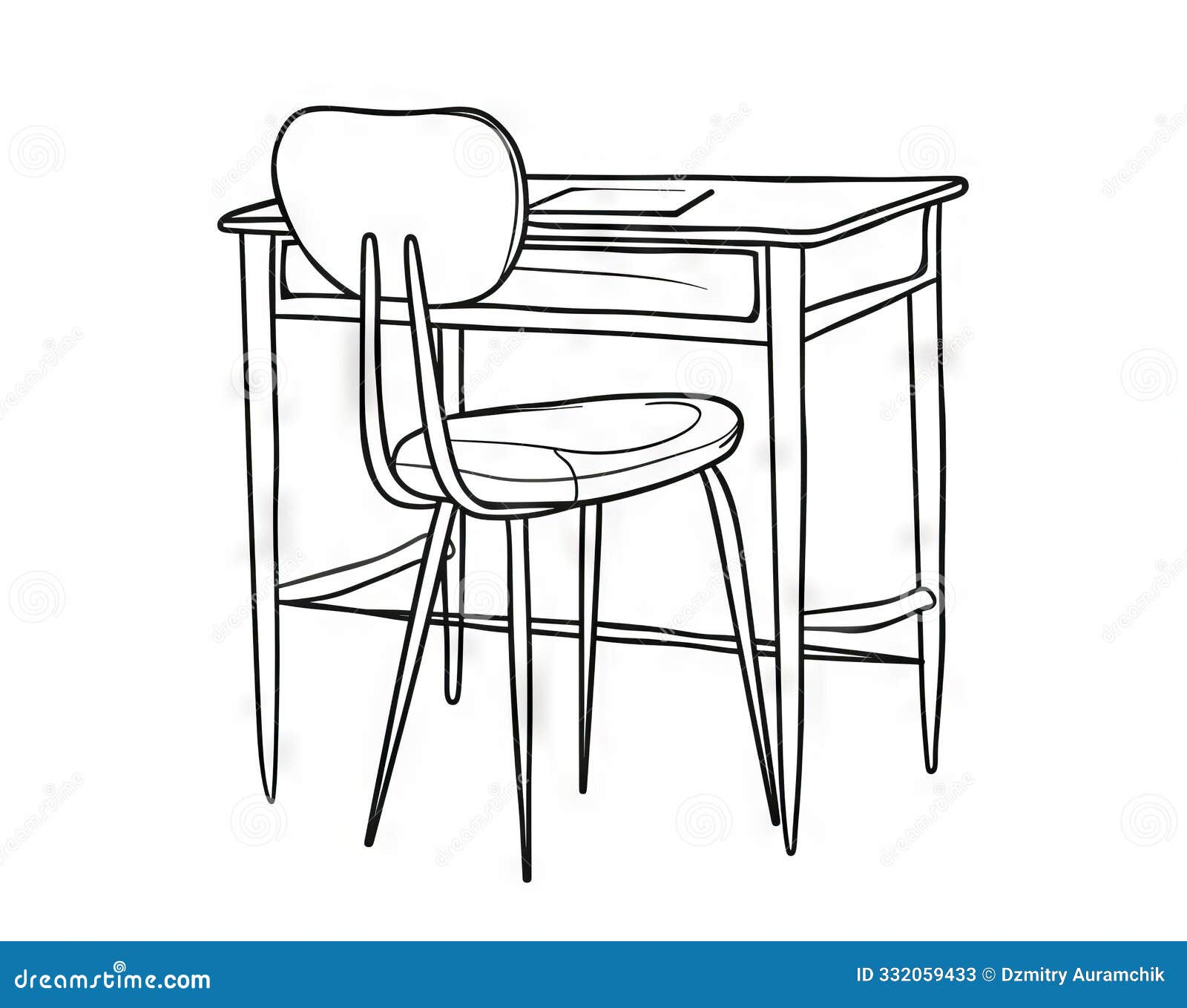 This is an Editable One-line Drawing of a Study Desk or Office Desk ...