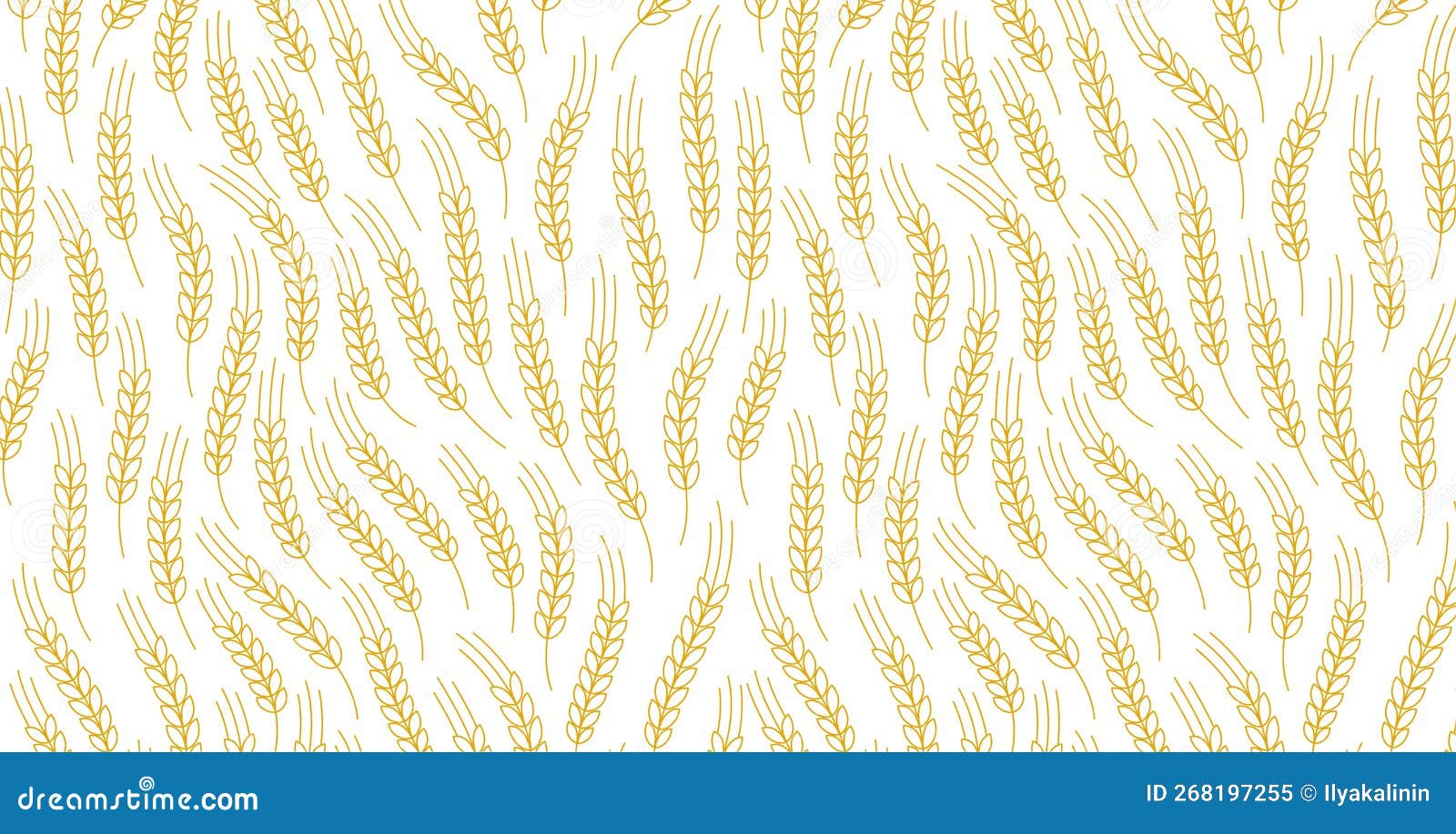 Cereal Pattern. Agriculture Wrapper. Leaves and Ears. Vector Line ...