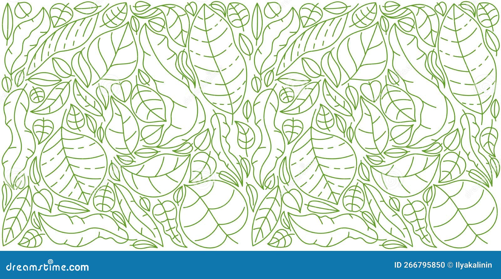 Tropical Tree Green Leaves Line Pattern. Background Doodle. Editable ...