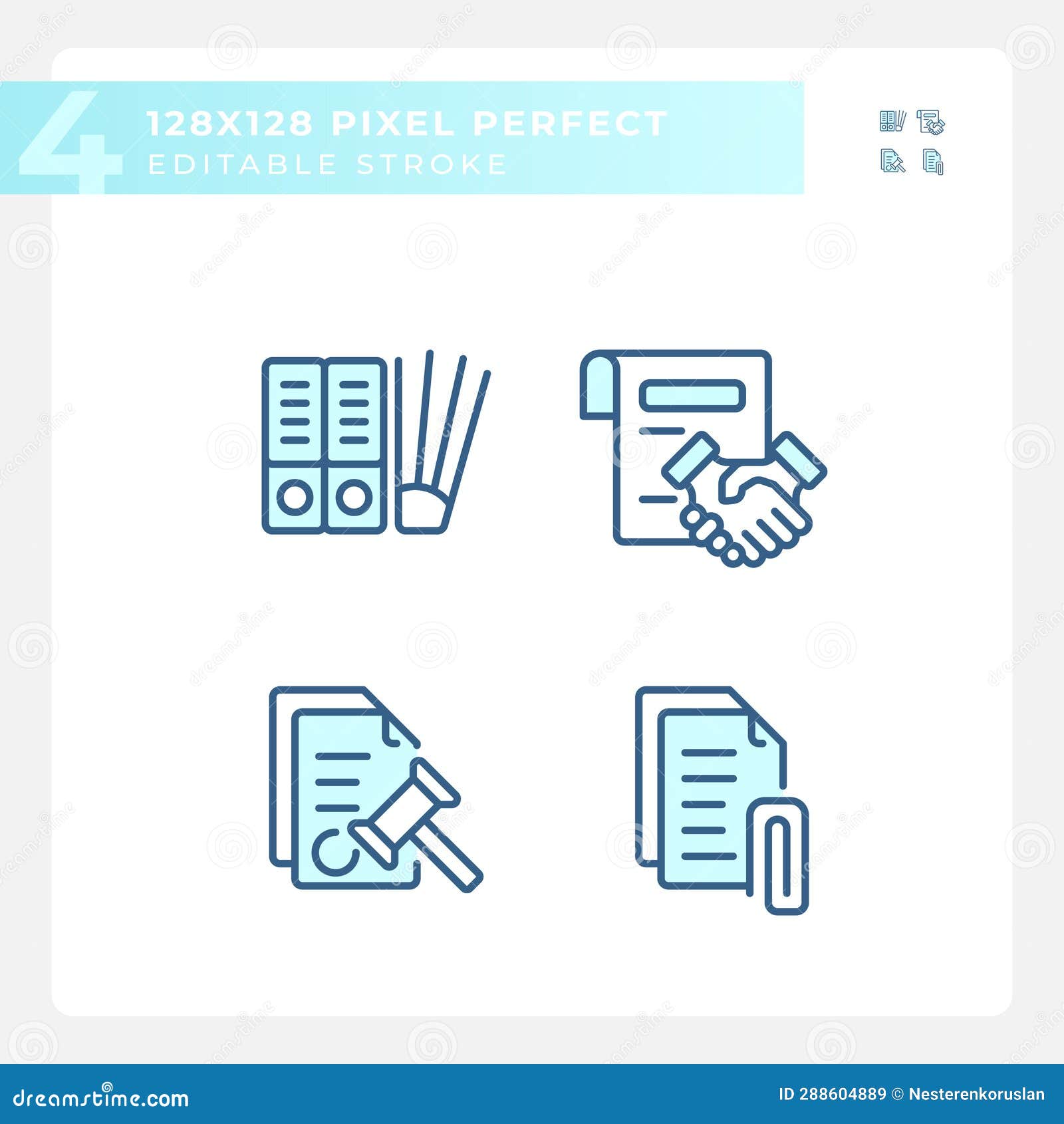 Editable Pixel Perfect Blue Document Icons Stock Vector - Illustration ...