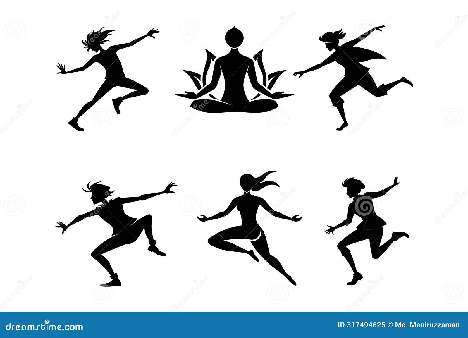 Move Your Body Spiritual Vector Black Silhouette Stock Illustration ...