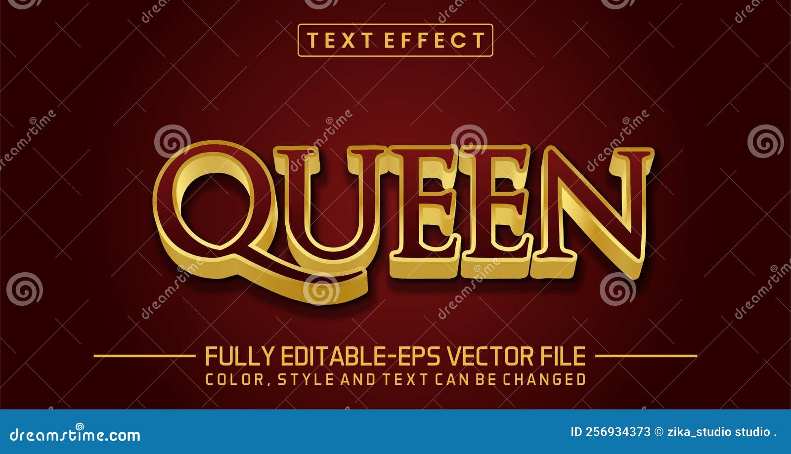 Editable Queen text effect stock vector. Illustration of modern - 256934373