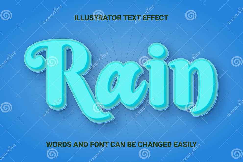 Editable Rain Text Effect Design Created with Illustrator. Stock Vector ...
