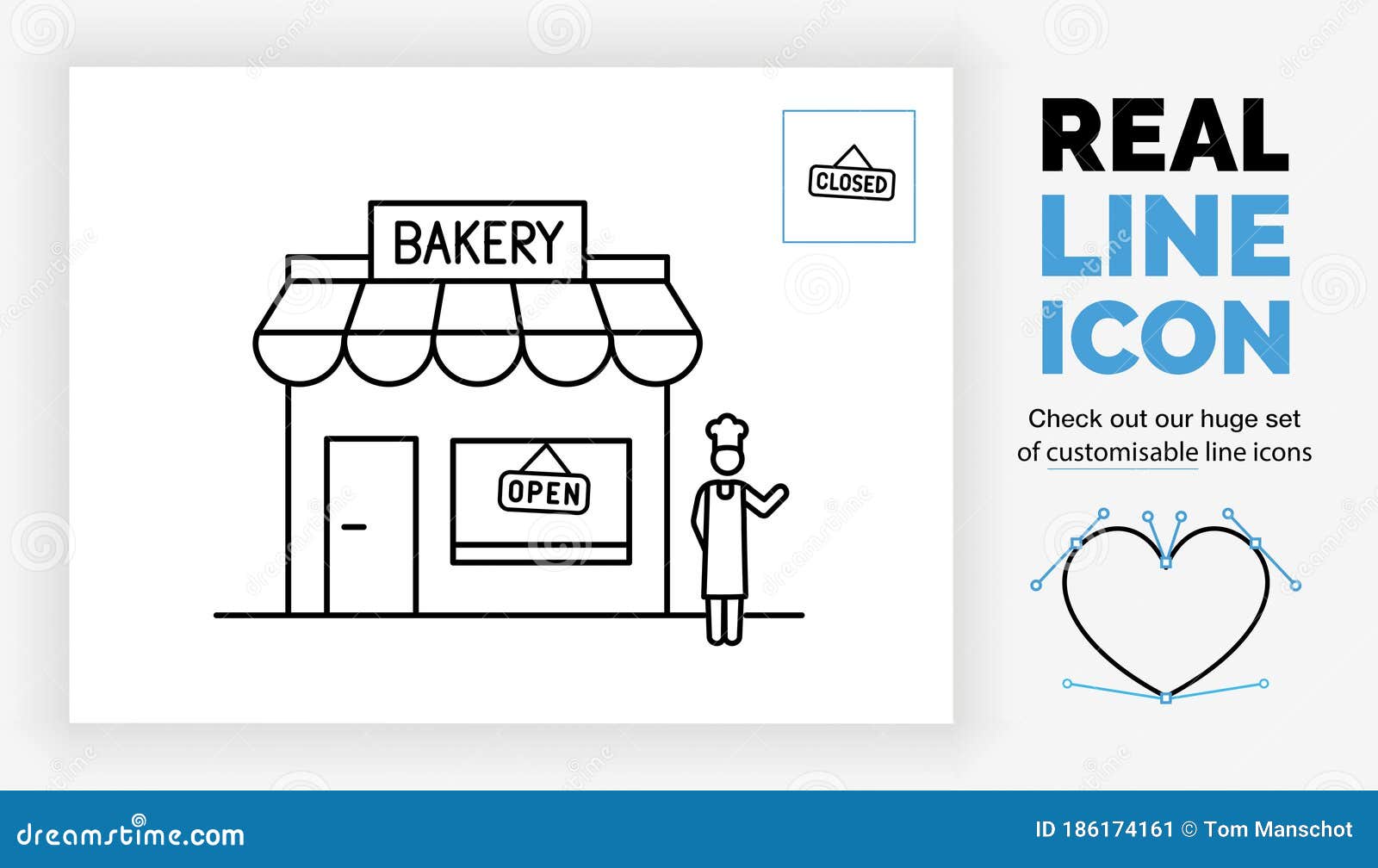 Editable Real Line Icon of a Stick Figure Baker Stock Vector ...