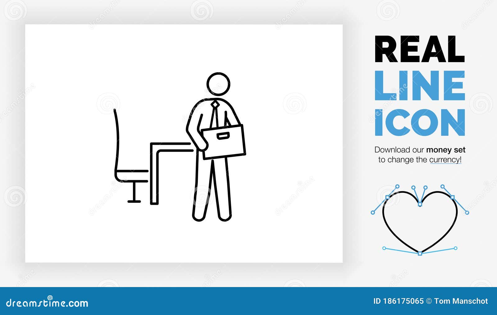 Editable Real Line Icon of a Stick Figure Employee in a Suit Stock ...