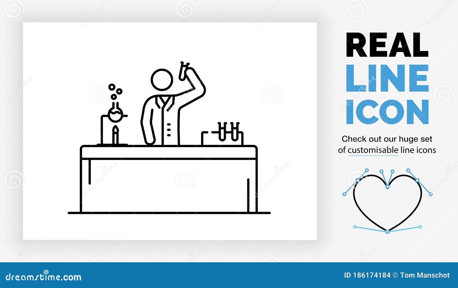 Editable Real Line Icon of a Stick Figure Scientist Stock Vector ...