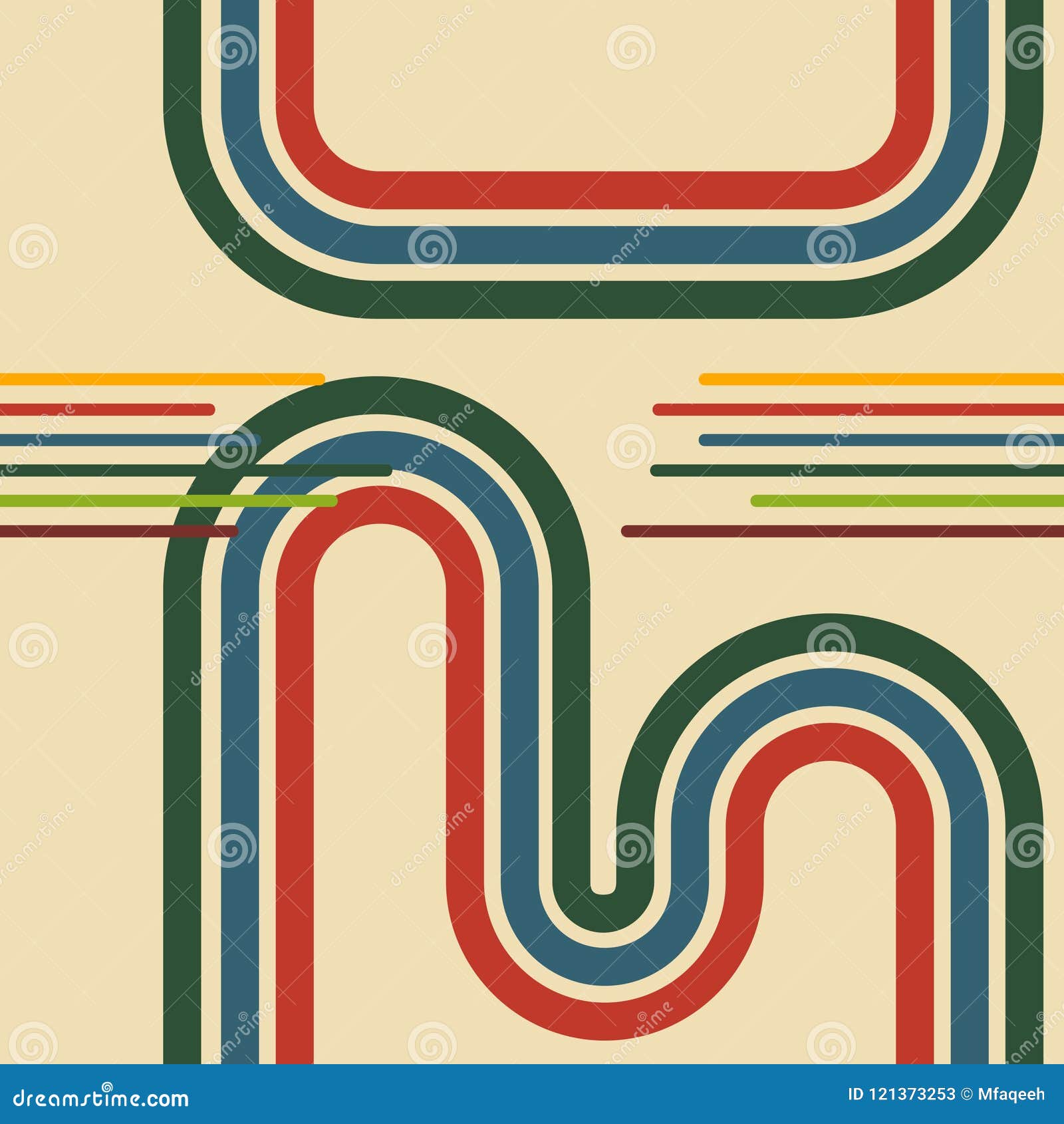 Retro Curved Lines Vector Seamless Pattern Stock Vector - Illustration ...