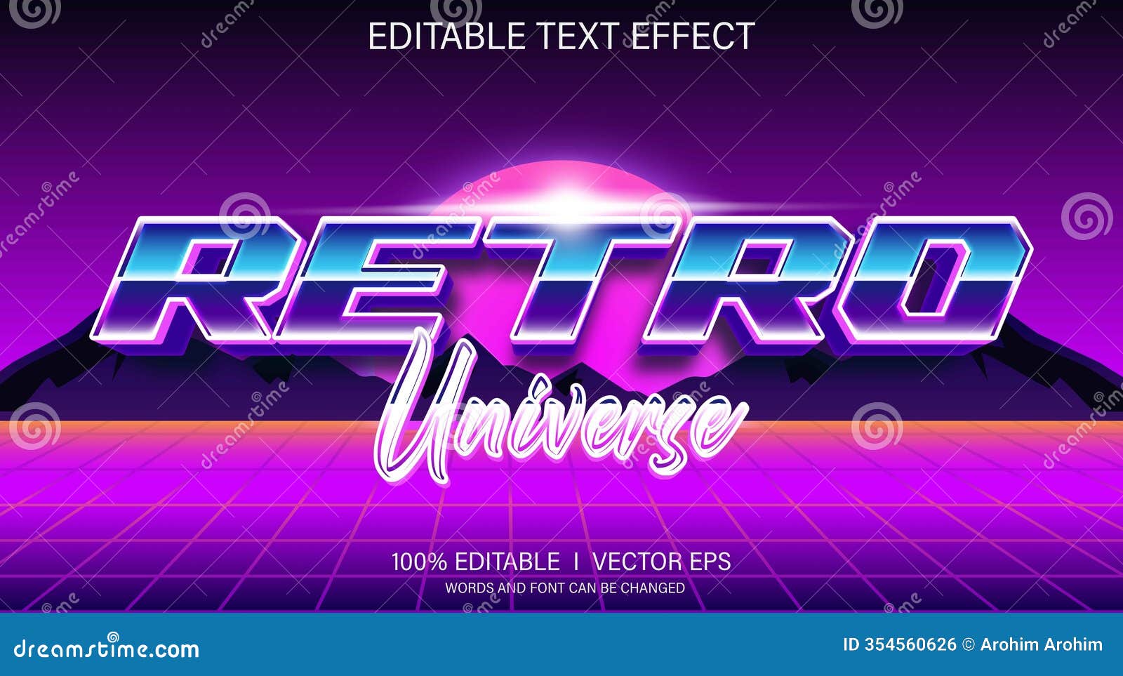 Retro Universe 3d Vector Text Effect with Modern Style Design Stock ...