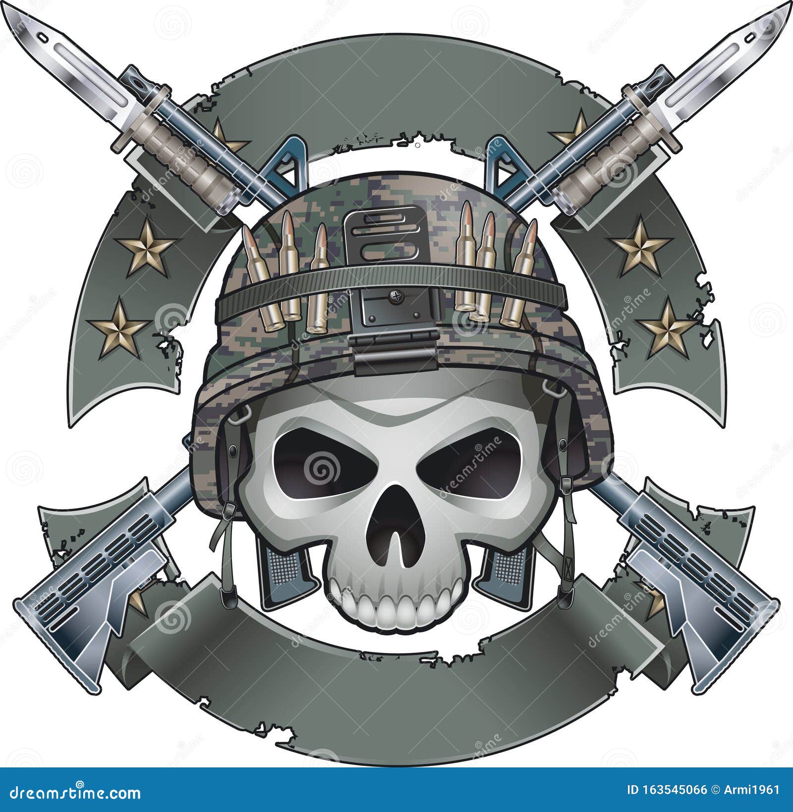 Military skull image stock vector. Illustration of army - 163545066