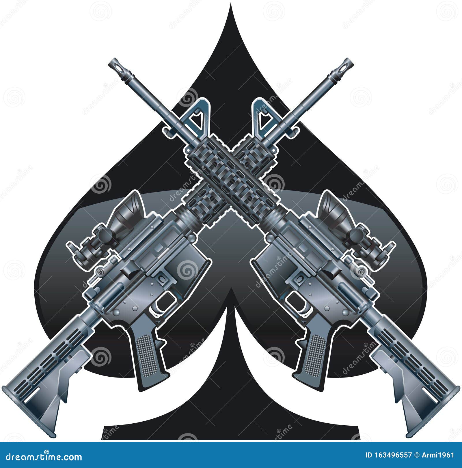 M16 Assault Rifles in Front of Ace of Spades Stock Vector ...