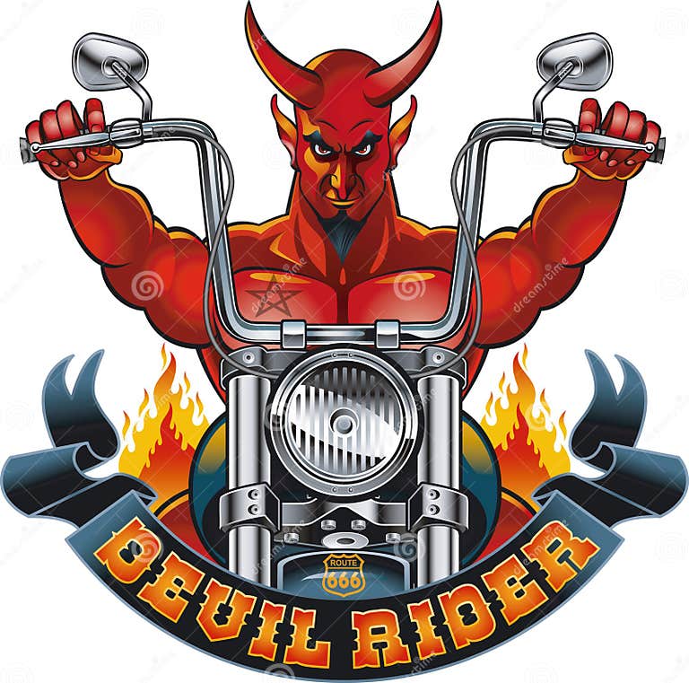 Red Devil Riding Motorcycle Stock Vector - Illustration of demon, cafe ...