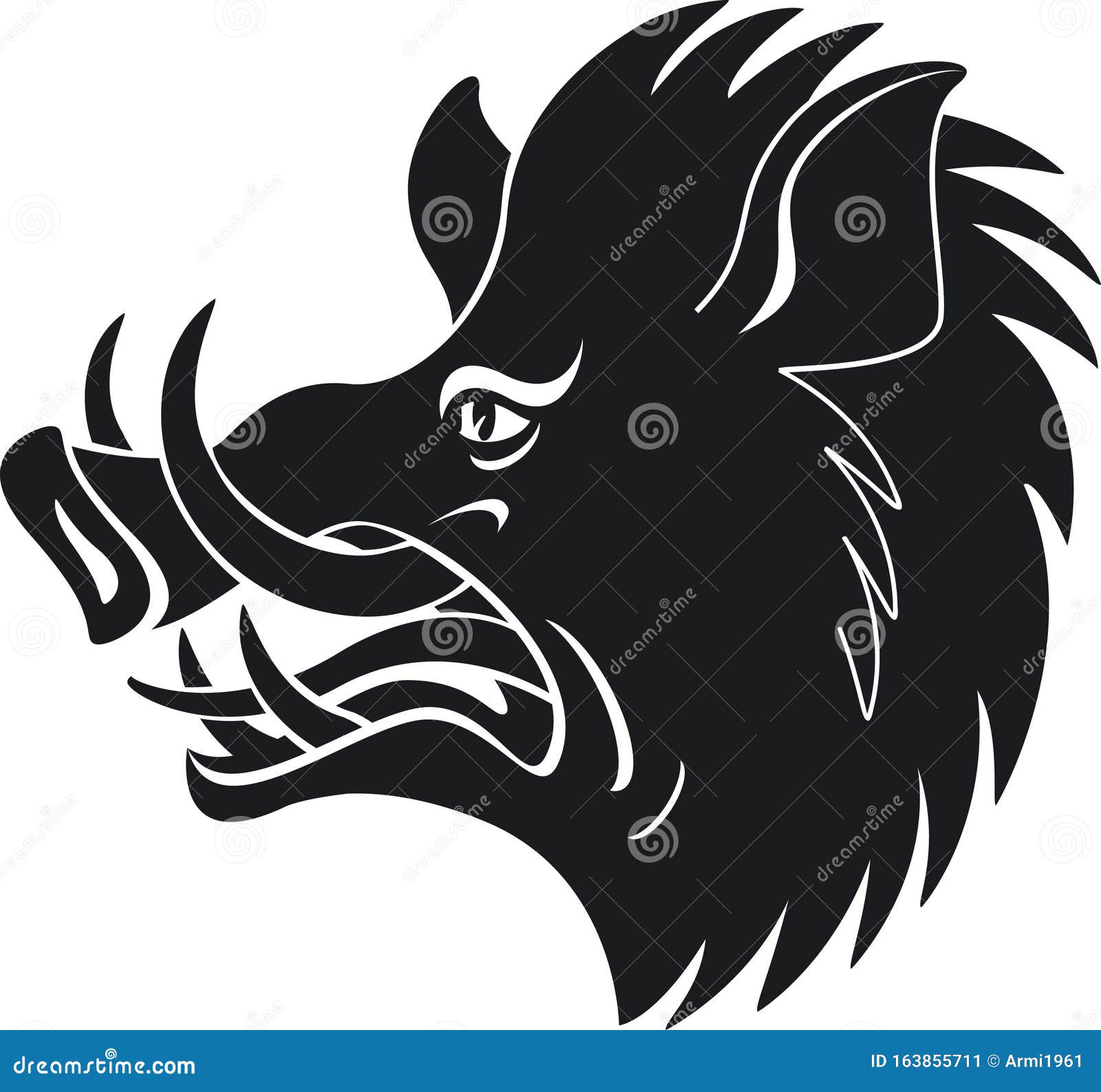 Wild boar stock vector. Illustration of graphic, recreation - 163855711