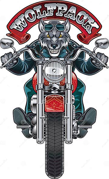 Wolf driving motorcycle stock vector. Illustration of bike - 163081393
