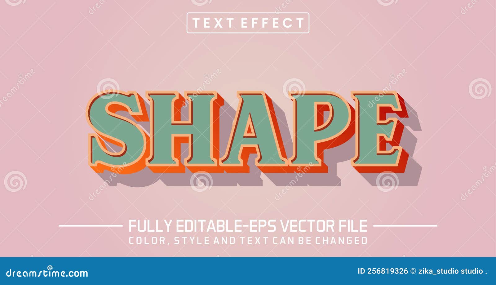 Editable Shape text effect stock illustration. Illustration of shadow ...