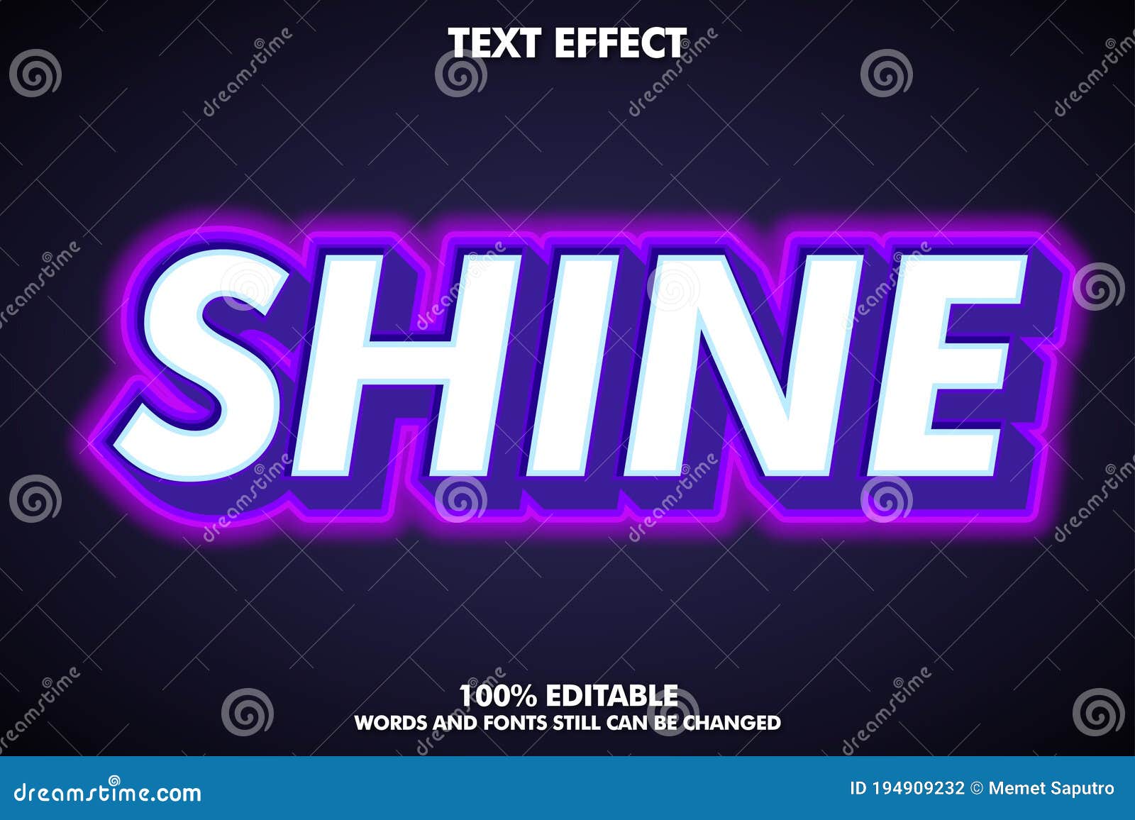 Editable shine text effect stock vector. Illustration of futuristic ...