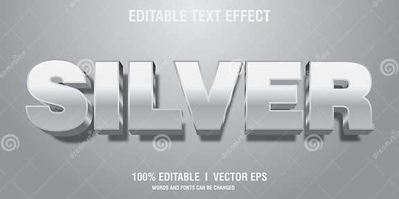 Editable Silver Vector 3d Text Effect with Modern Style Design Stock ...