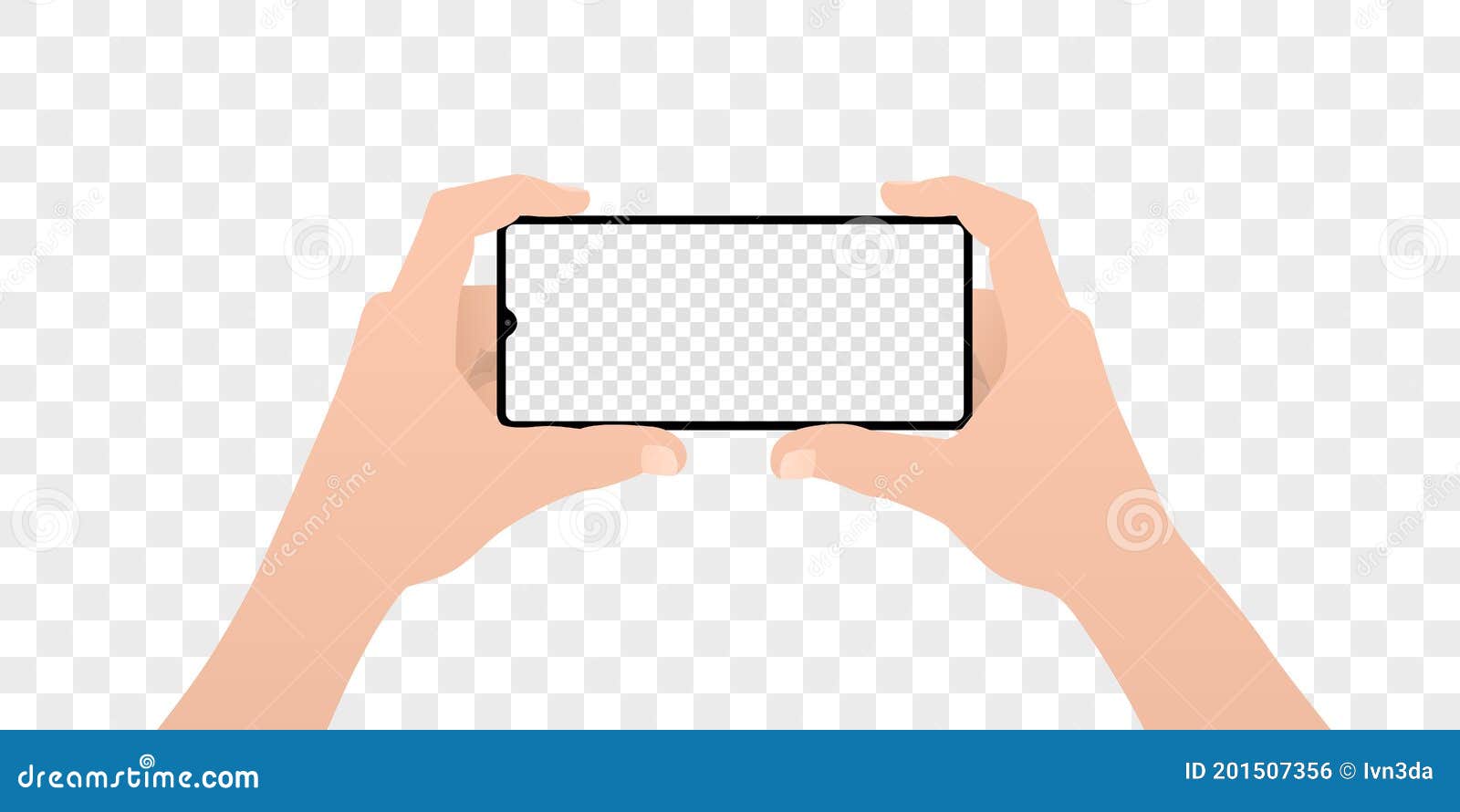 Editable Smartphone Template Mockup. Hold Phone Horizontally with Both ...