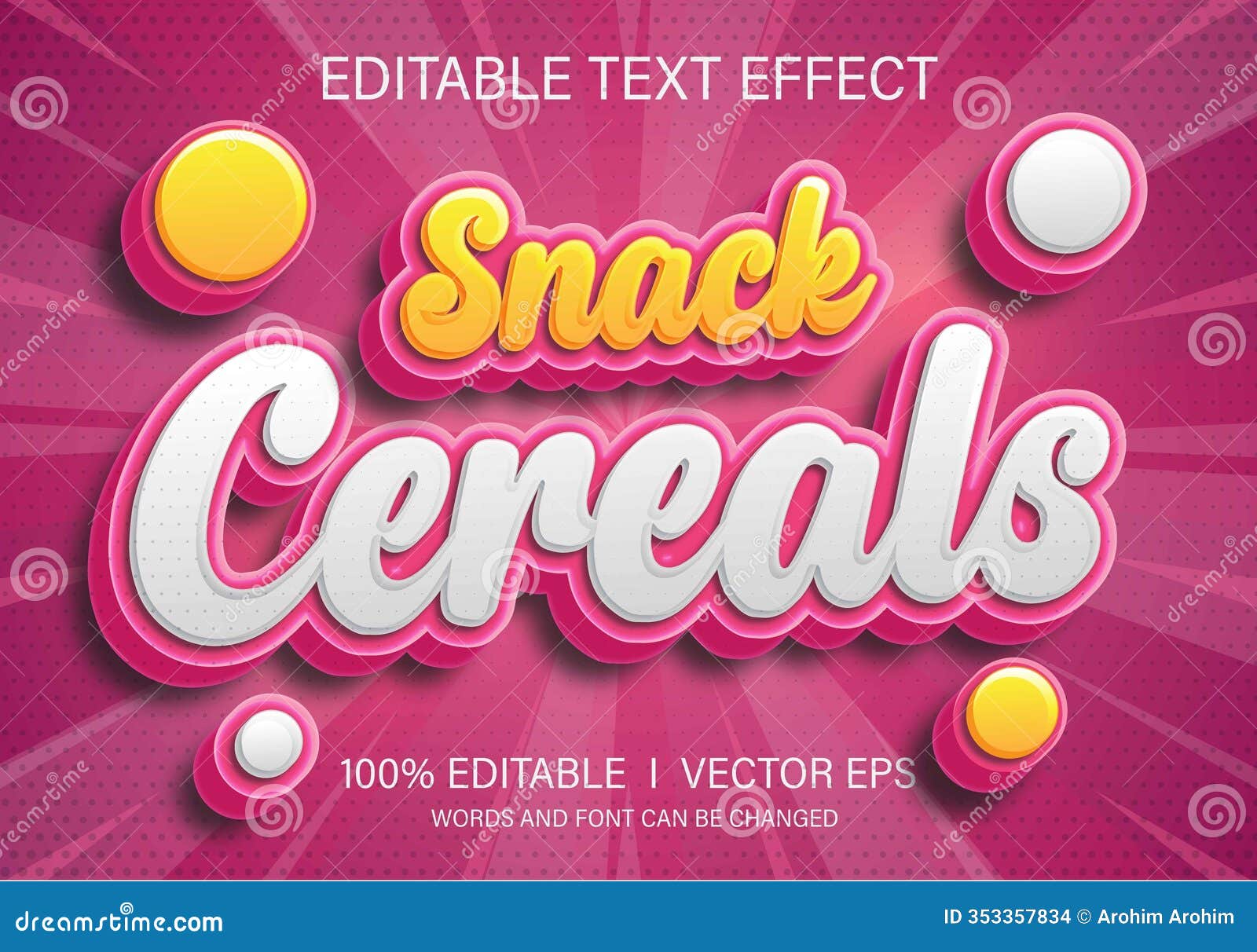Snack Cereals Vector Text Effect with Modern Style Design Stock Vector ...