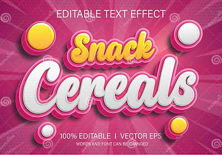 Snack Cereals Vector Text Effect with Modern Style Design Stock Vector ...