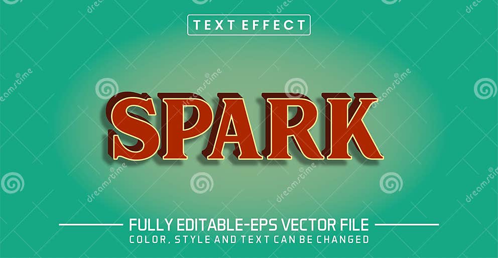Editable Spark text effect stock vector. Illustration of abstract ...