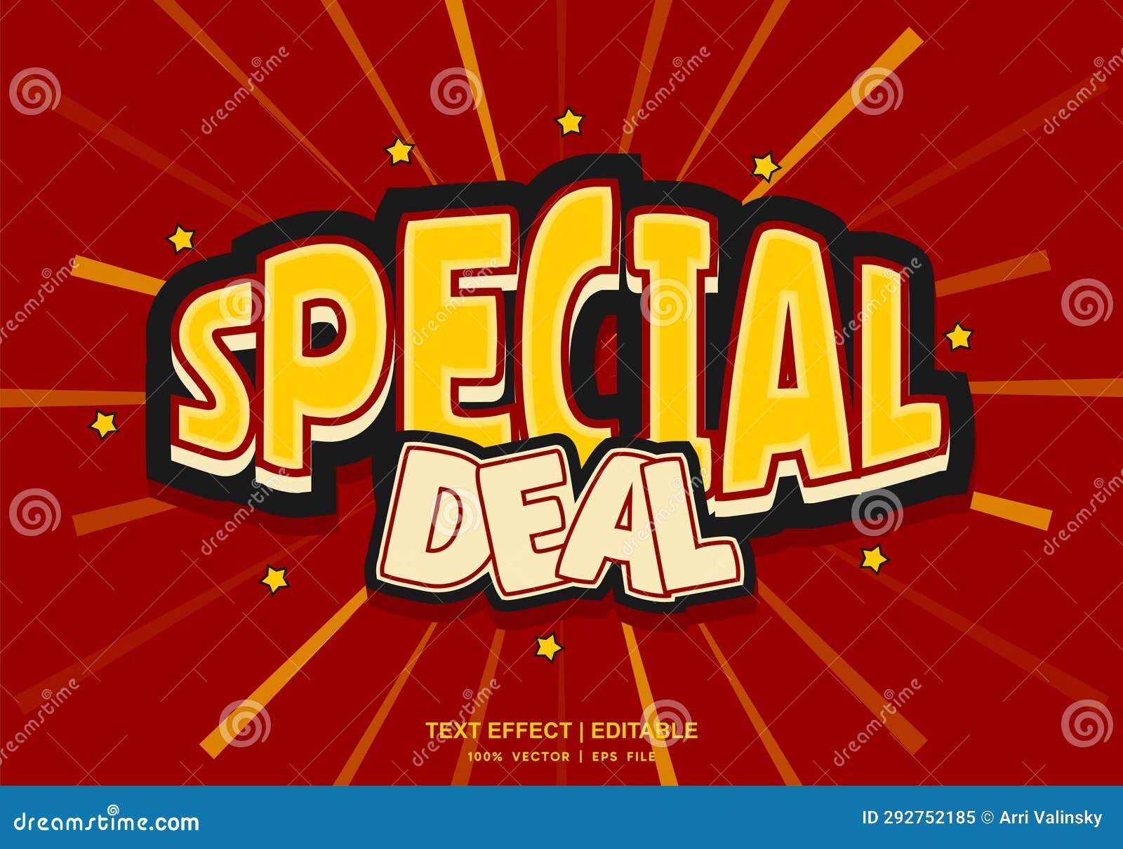 Editable Special Deal Text Effect with Explosion Effect and Stars Stock ...