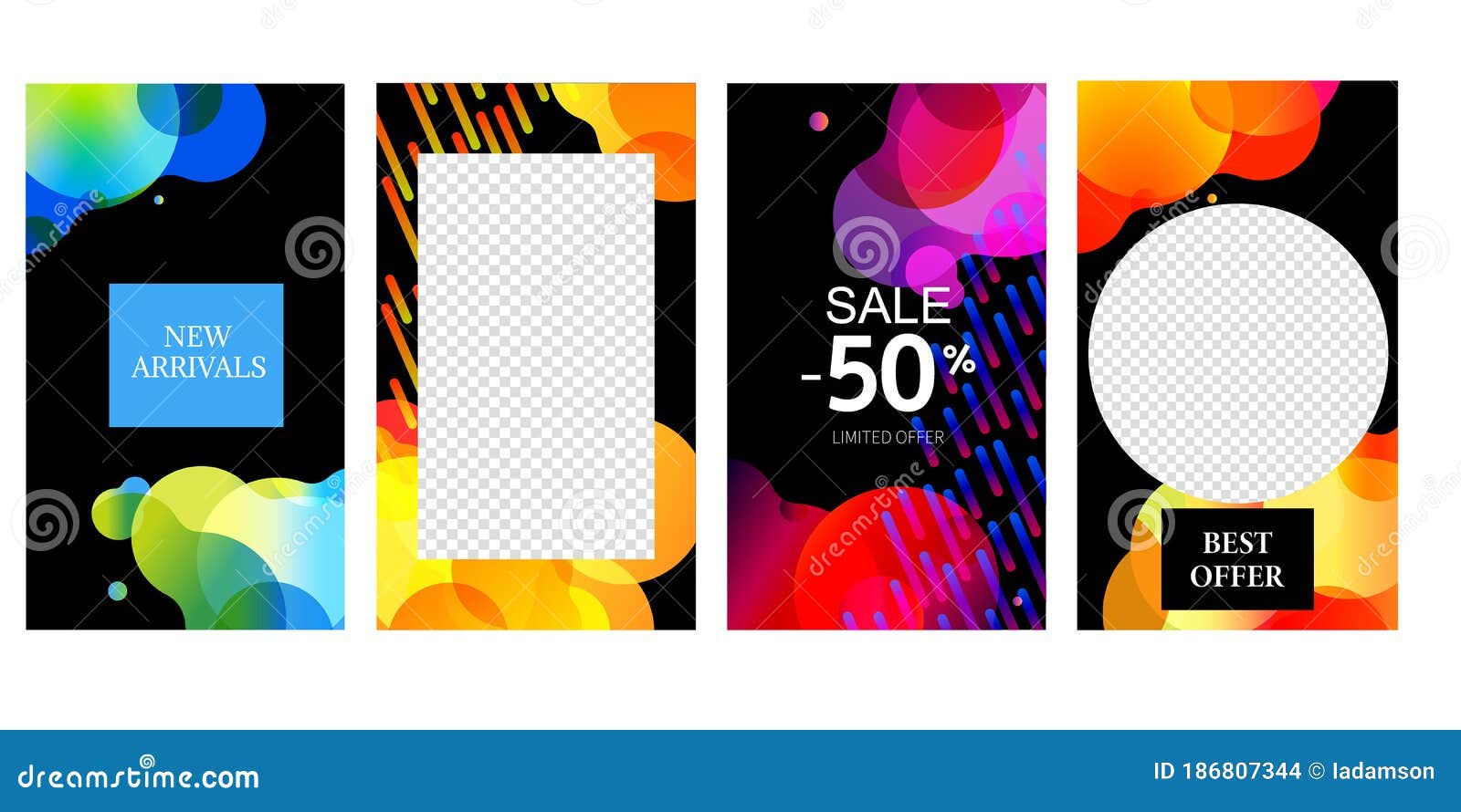 Editable Story Template Collection Photo Frames White Background Stock ...