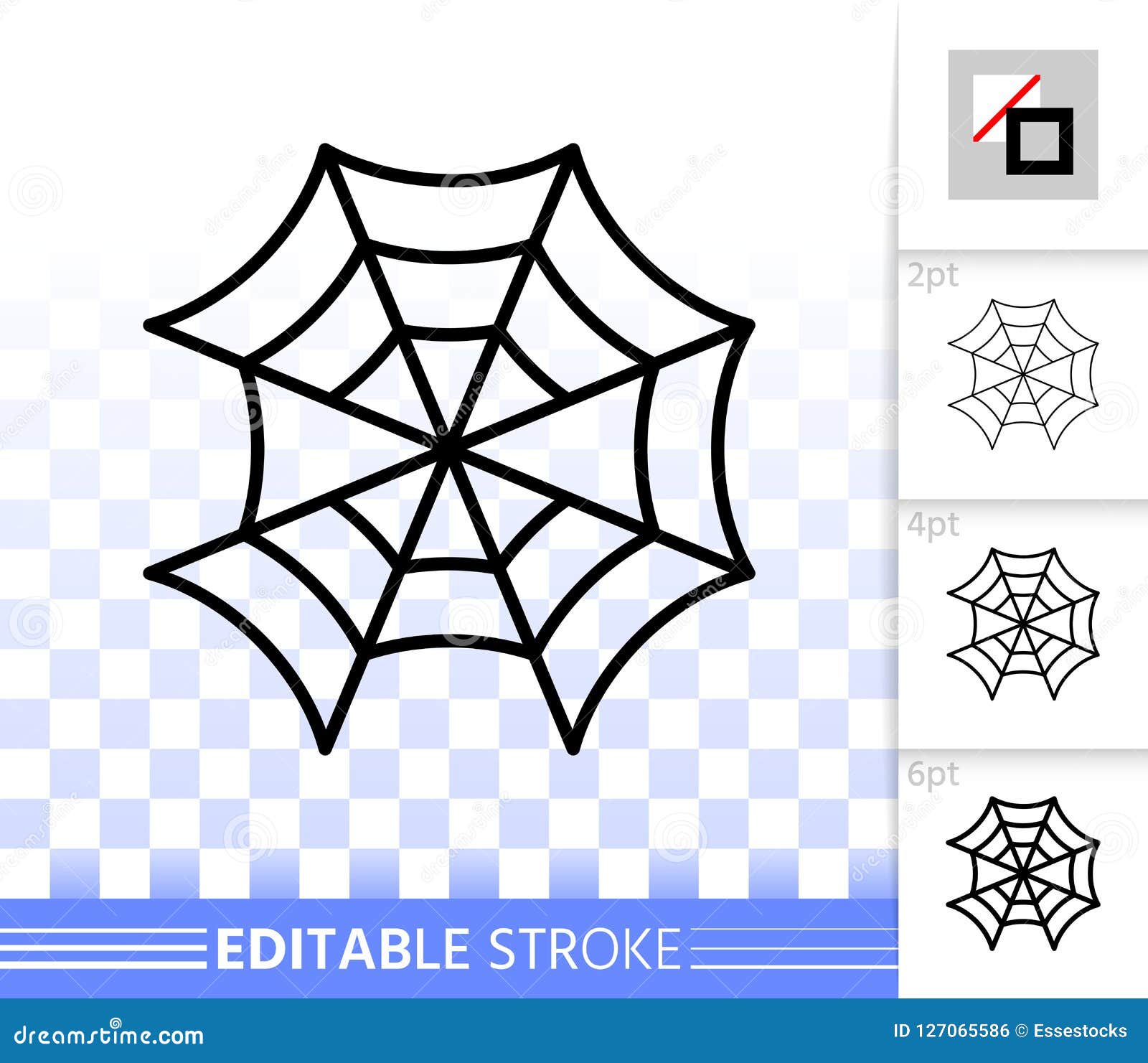 Editable Stroke Spider Web Thin Line Icon Stock Vector - Illustration ...