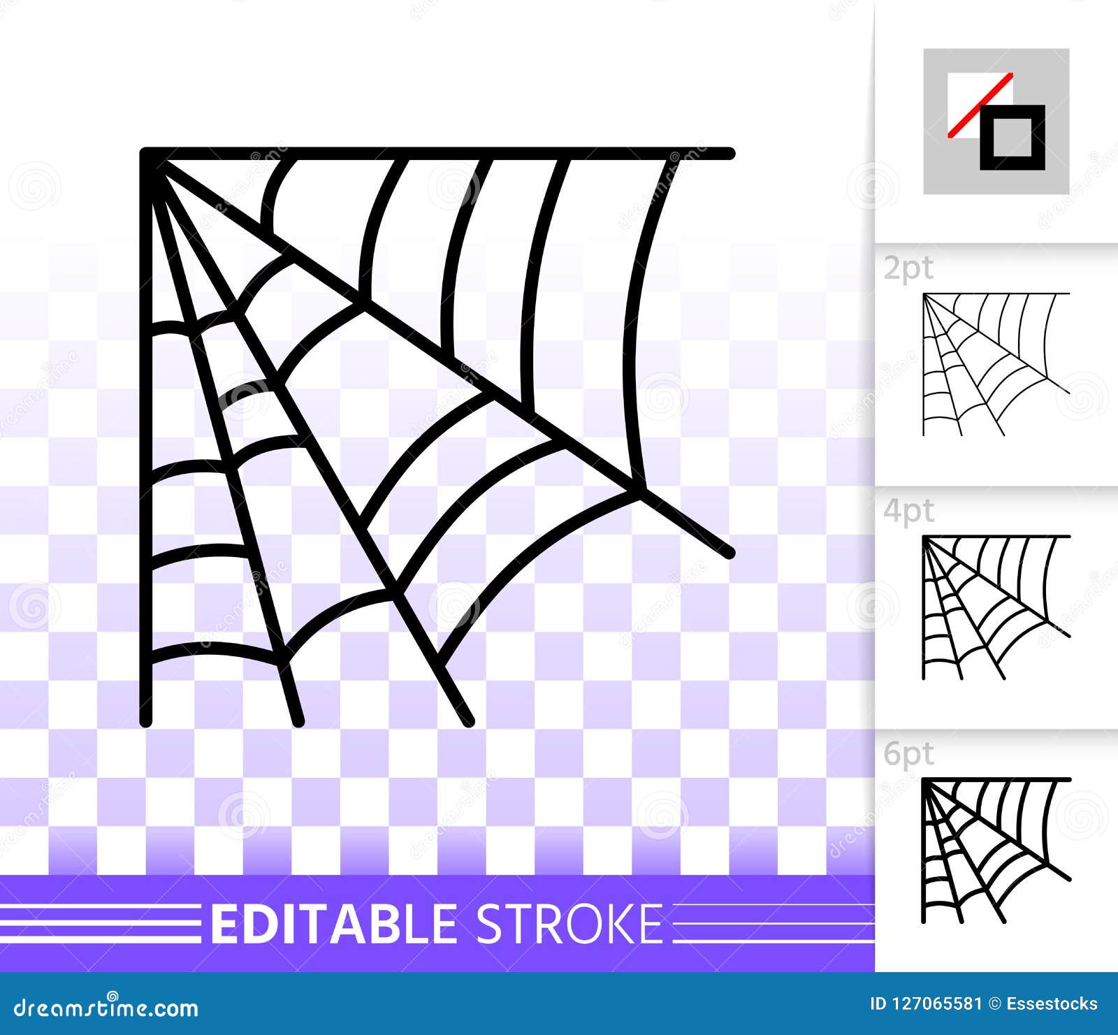 Editable Stroke Spider Web Thin Line Icon Stock Vector - Illustration ...