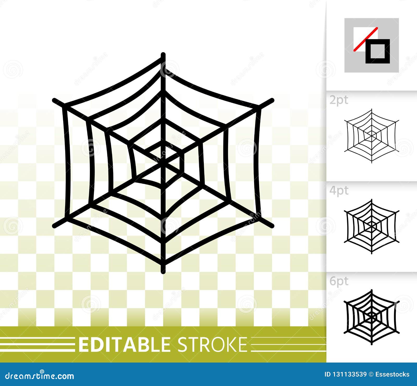 Editable Stroke Spider Web Thin Line Icon Stock Vector - Illustration ...