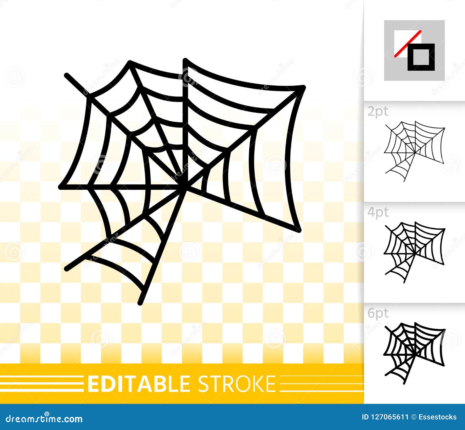 Editable Stroke Spider Web Thin Line Icon Stock Vector - Illustration ...