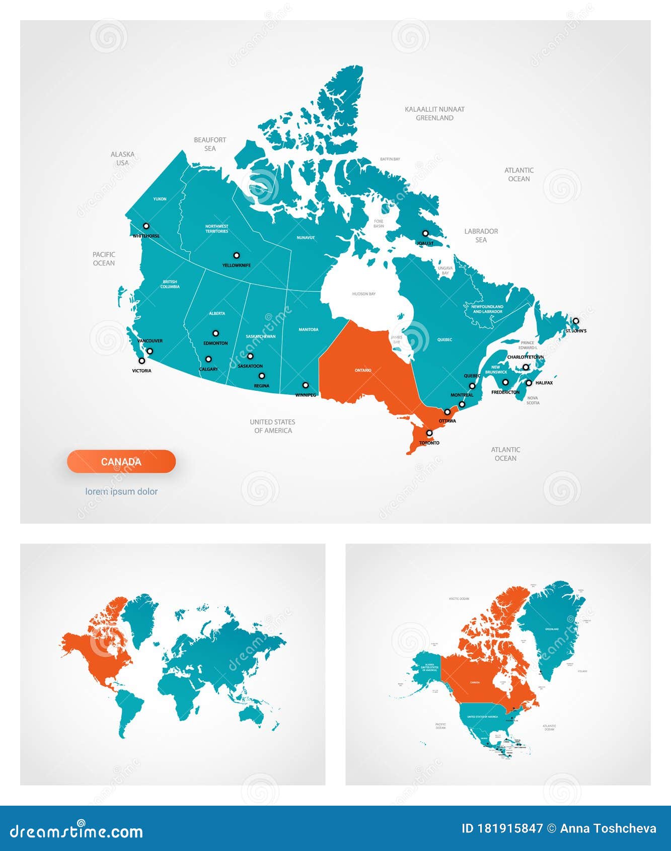 Editable Template of Map of Canada Stock Vector - Illustration of ...