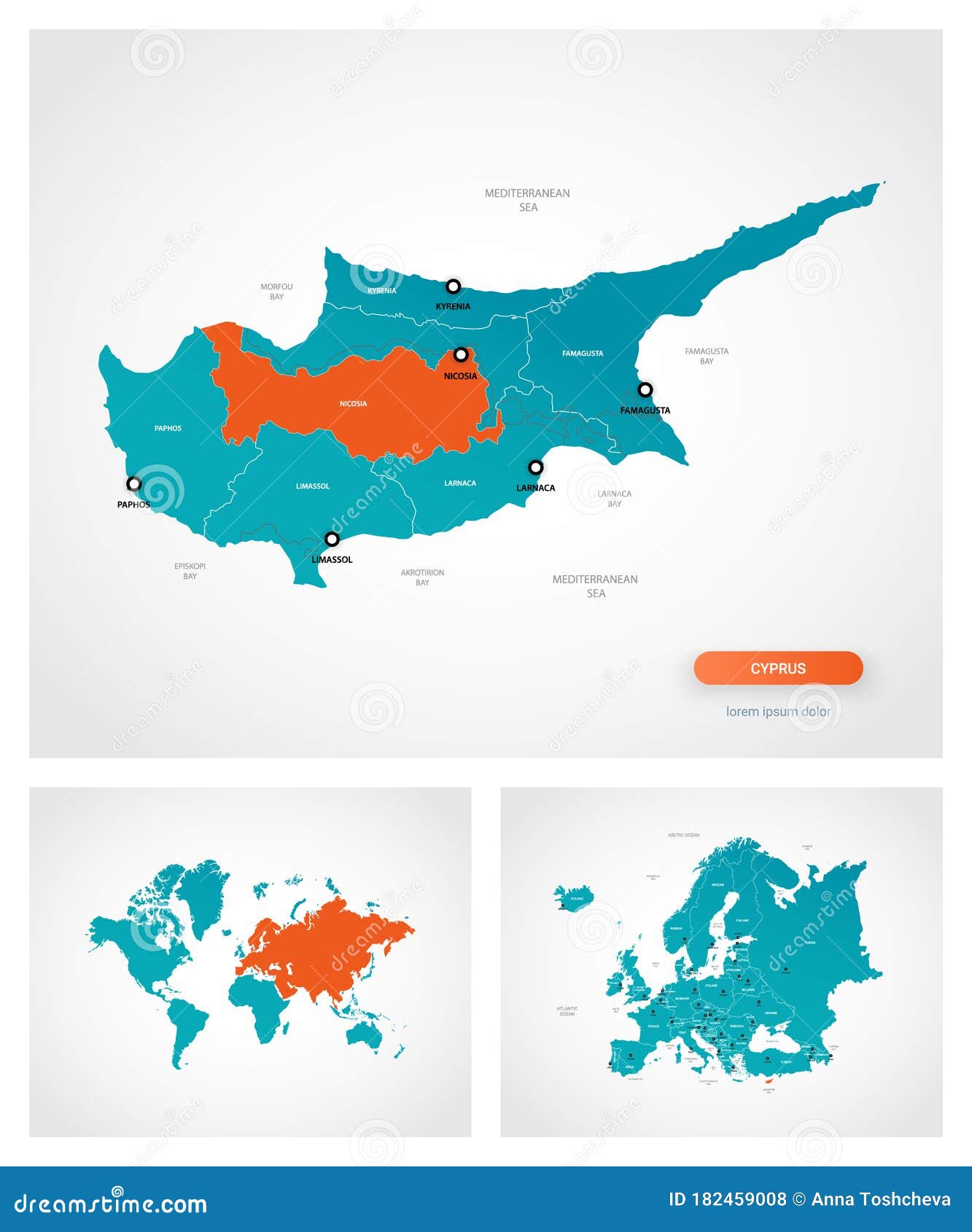 Editable Template of Map of Cyprus Stock Vector - Illustration of city ...