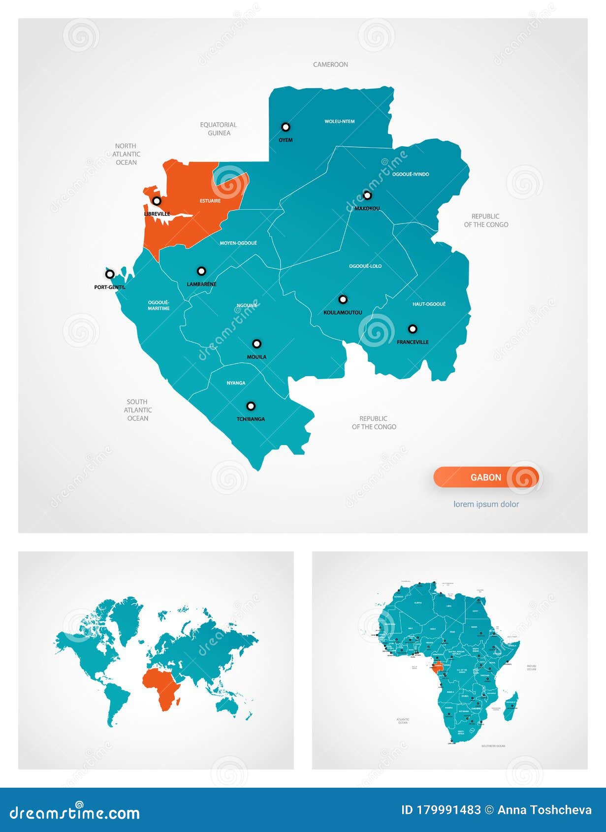 Editable Template of Map of Gabon Stock Vector - Illustration of ...