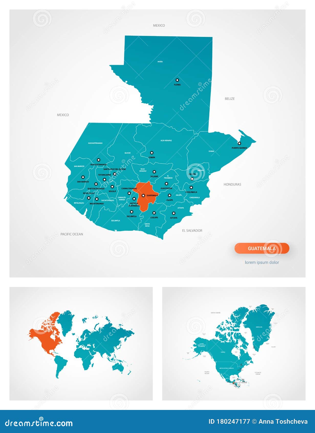Editable Template Of Map Of Guatemala Cartoon Vector | CartoonDealer ...