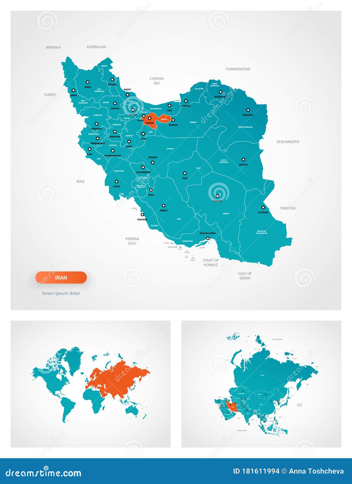 Editable Template of Map of Iran Stock Vector - Illustration of ...