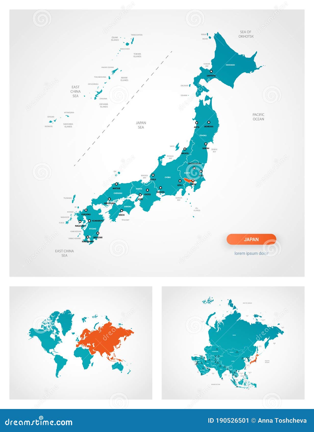 Editable Template of Map of Japan Stock Vector - Illustration of ...