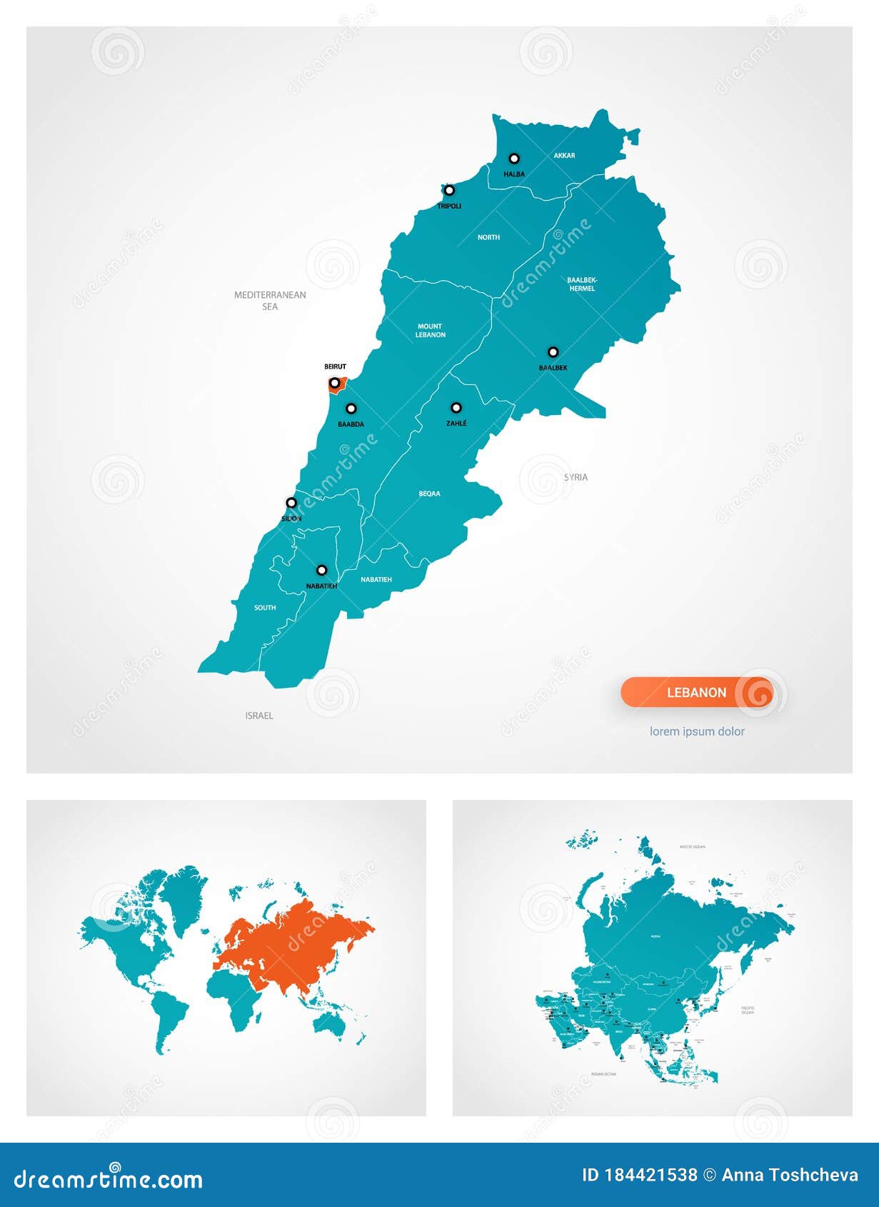 Editable Template of Map of Lebanon Stock Vector - Illustration of ...