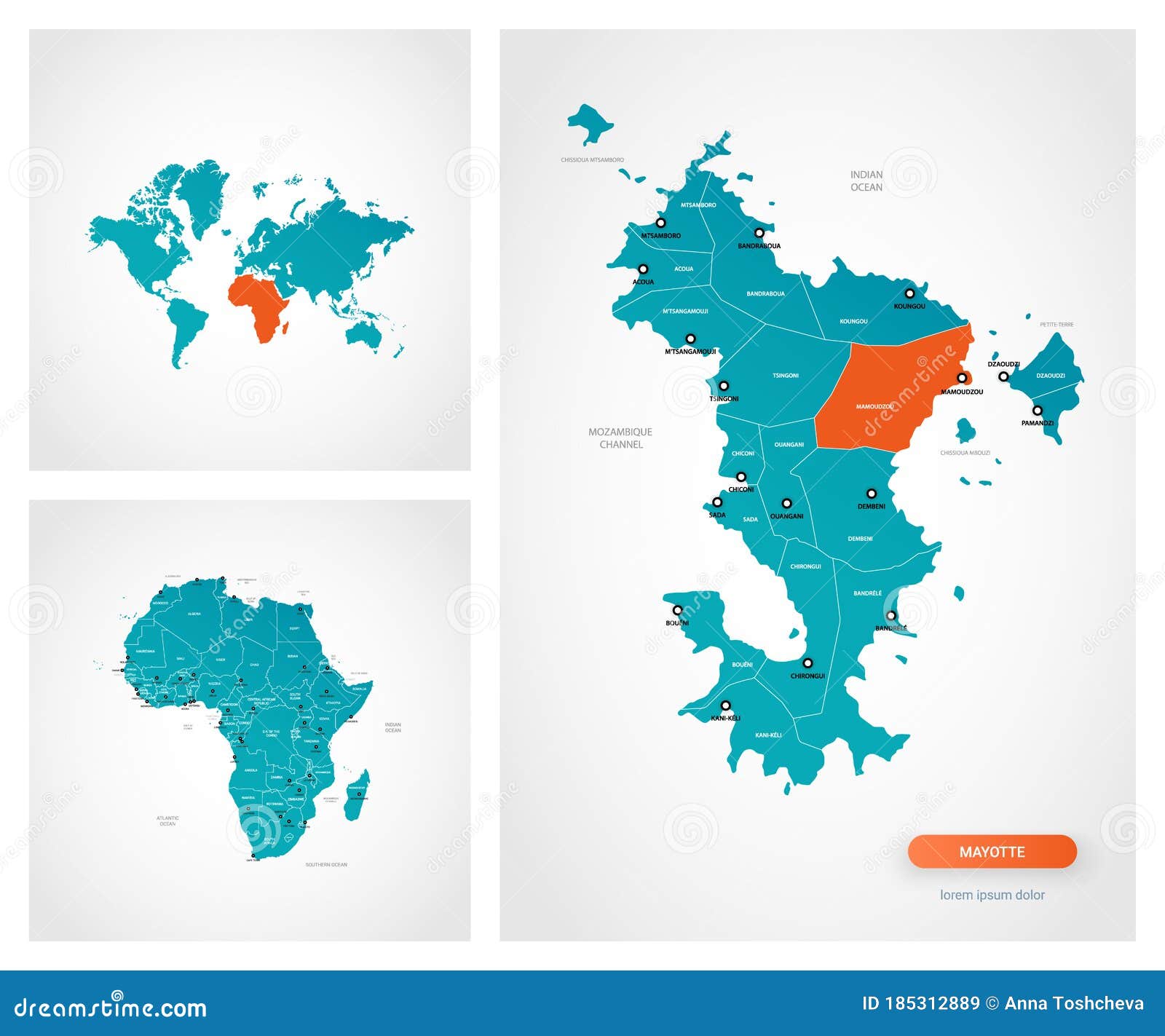 Editable Template of Map of Mayotte Stock Vector - Illustration of ...