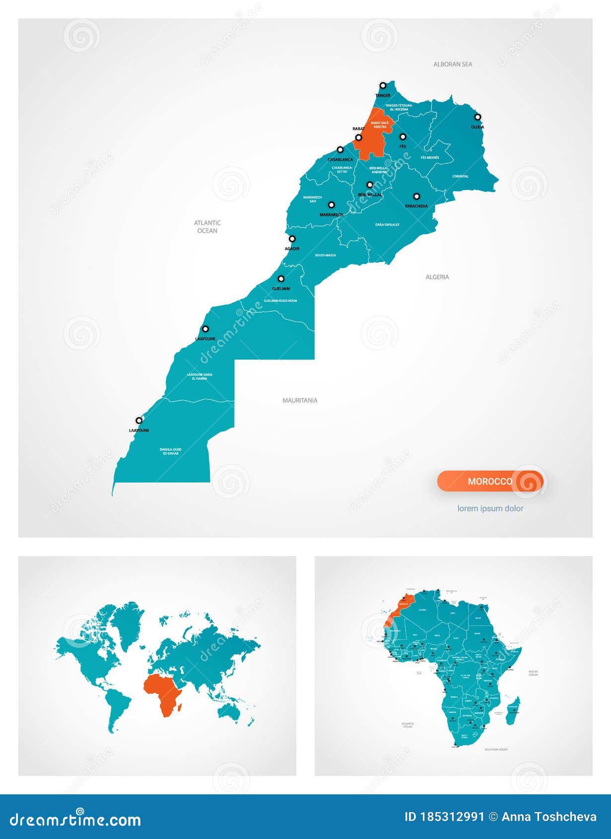 Editable Template of Map of Morocco Stock Vector - Illustration of ...