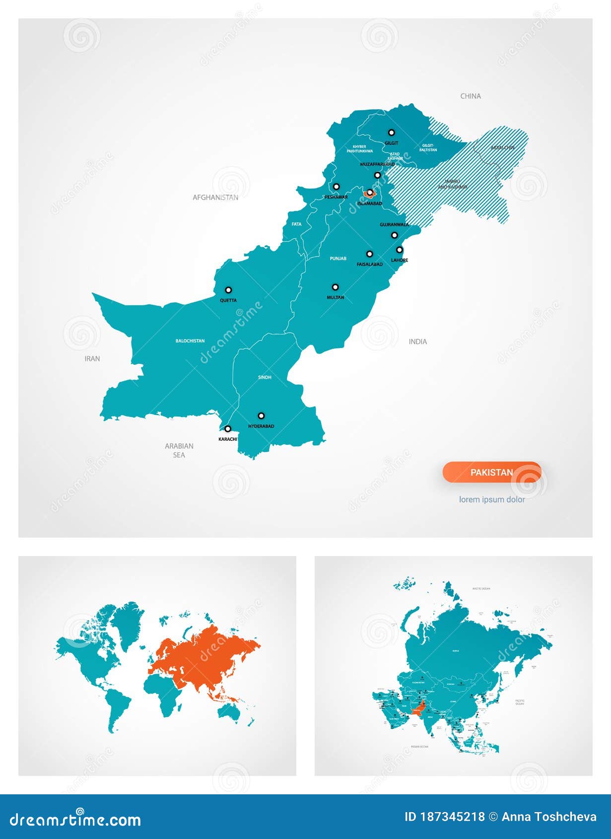 Editable Template of Map of Pakistan Stock Vector - Illustration of ...
