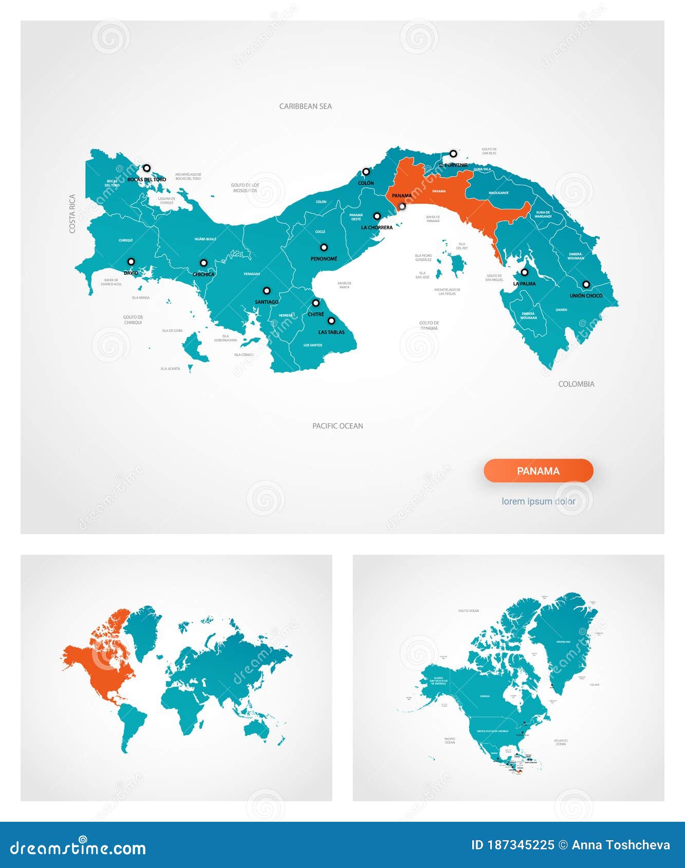 Editable Template of Map of Panama Stock Vector - Illustration of ...