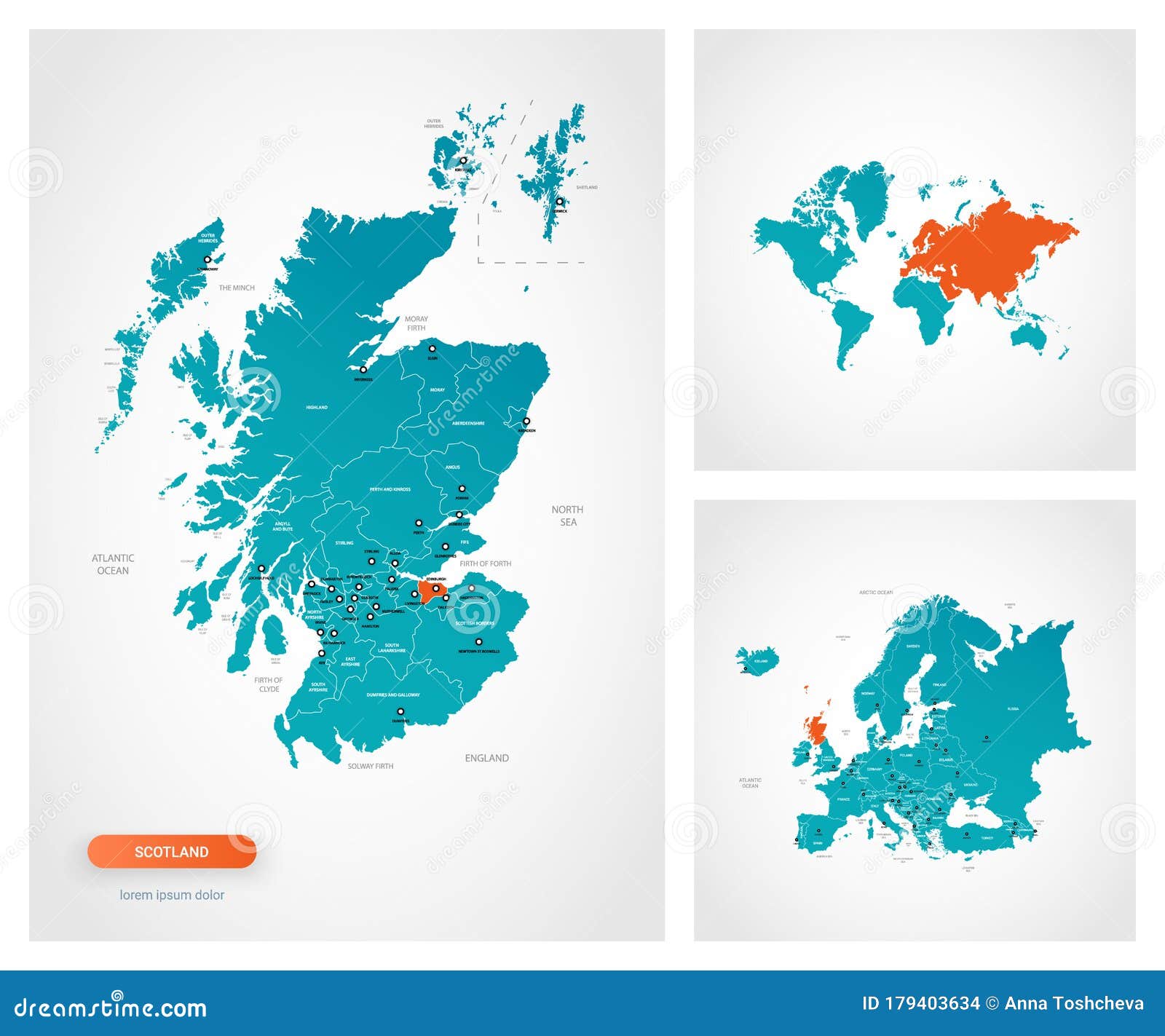 Editable Template of Map of Scotland Stock Vector - Illustration of ...