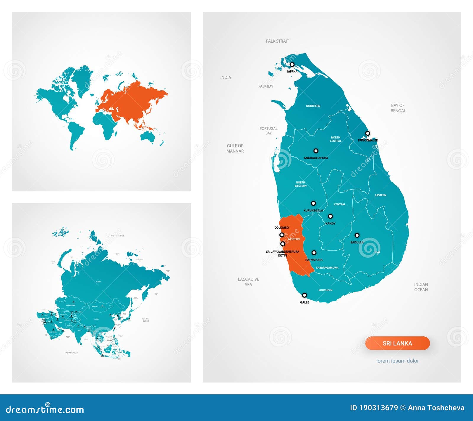Editable Template of Map of Sri Lanka Stock Vector - Illustration of ...