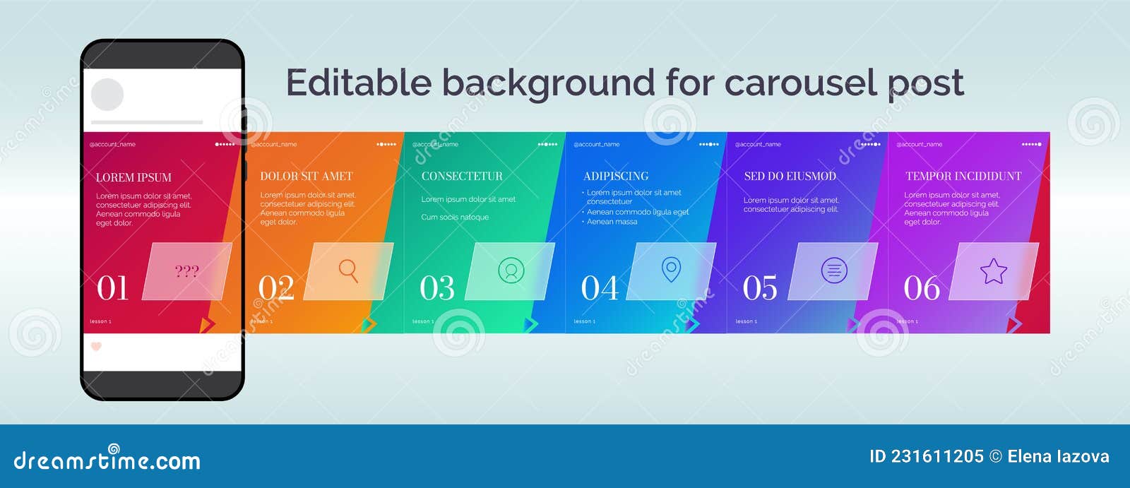 Background for a Carousel Post in Glass Morphism Stock Vector ...