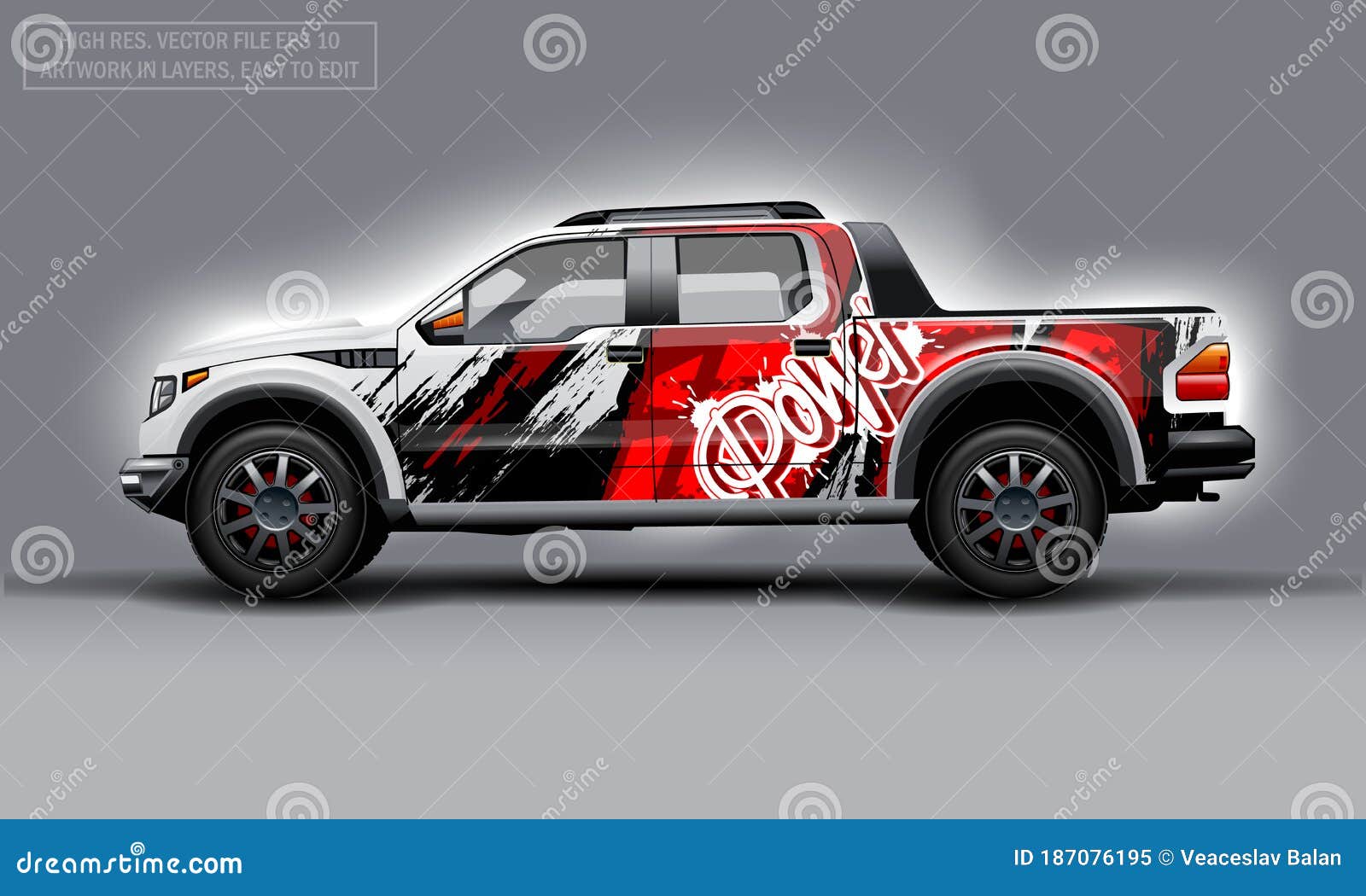 Editable Template for Wrap SUV with Abstract Power Text Decal. Hi-res ...