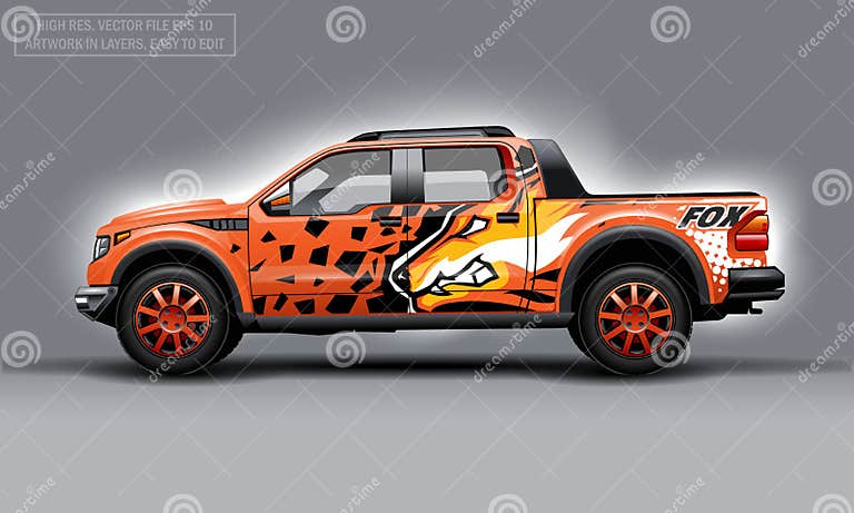 Editable Template for Wrap SUV with Orange Evil Fox Decal. Hi-res ...