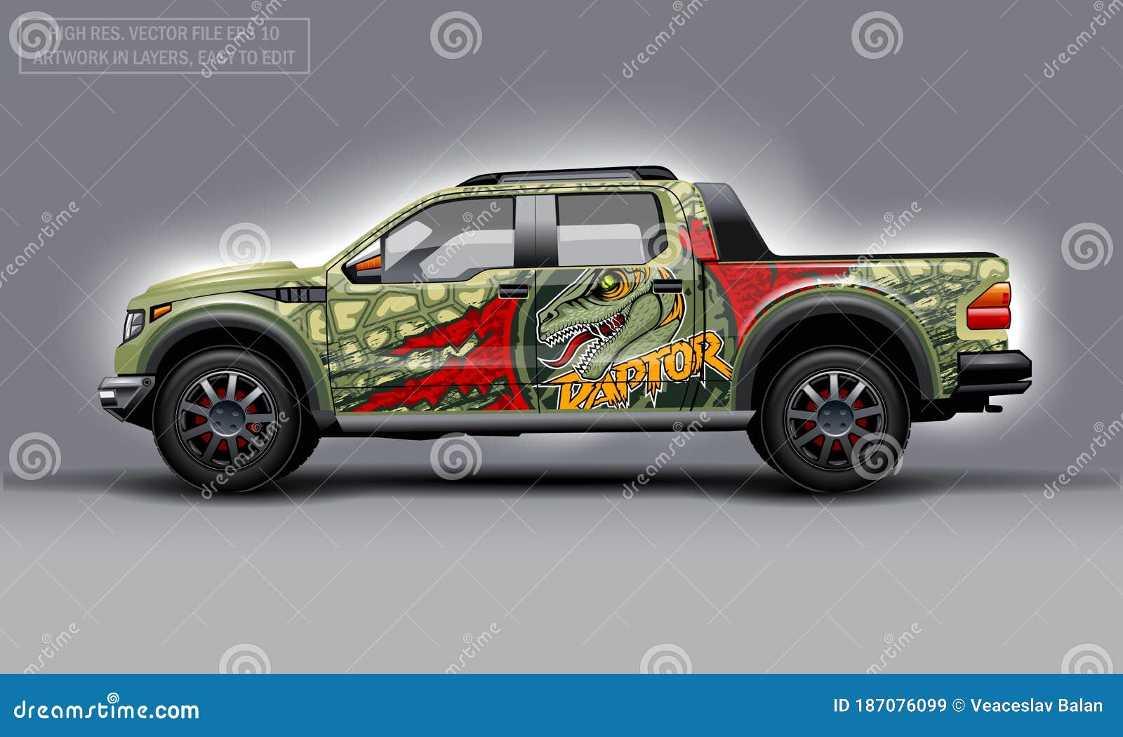 Editable Template for Wrap SUV with Raptor Profile Decal. Hi-res Vector ...