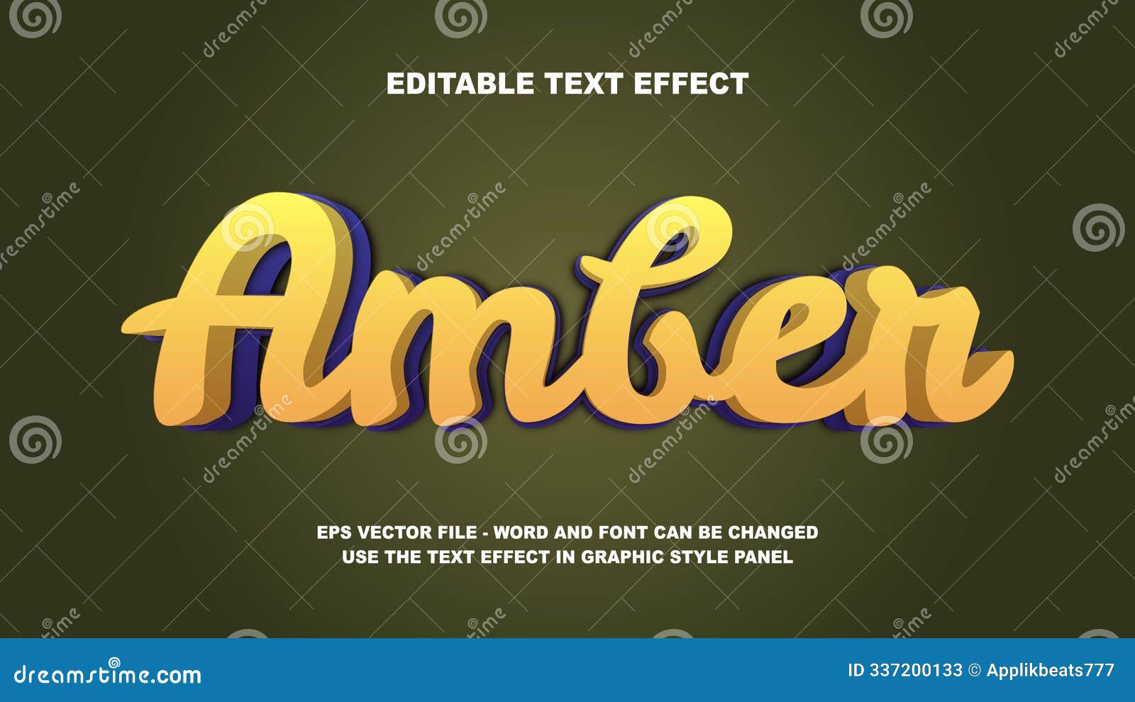 Editable Text Effect Amber 3D Vector Template Stock Vector ...