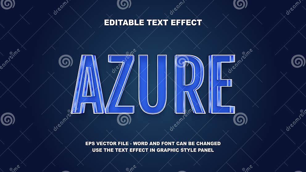 Editable Text Effect Azure 3D Vector Template Stock Vector ...
